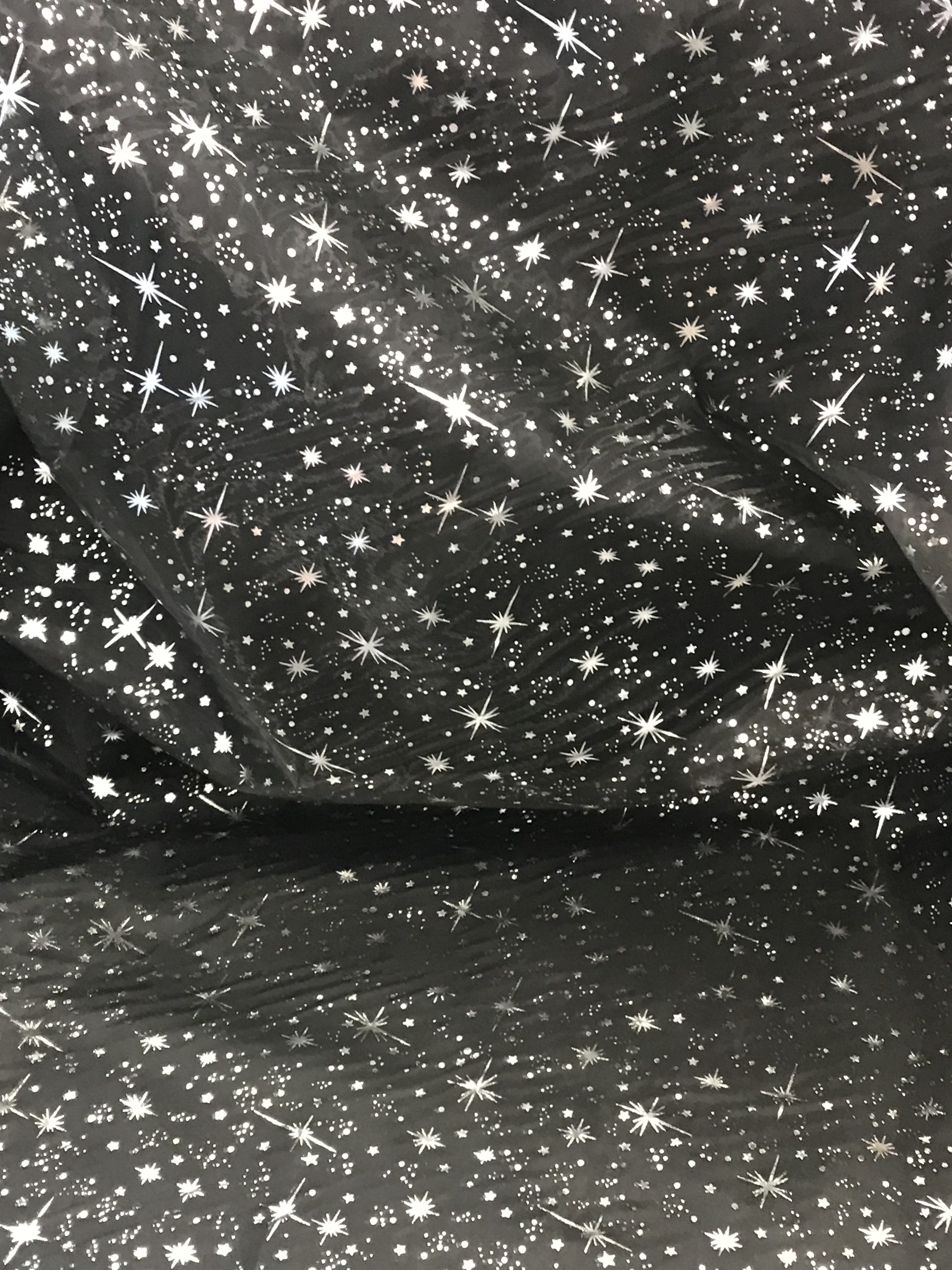 Black/Silver Stars Organza – Sal Tex Fabrics, Inc.